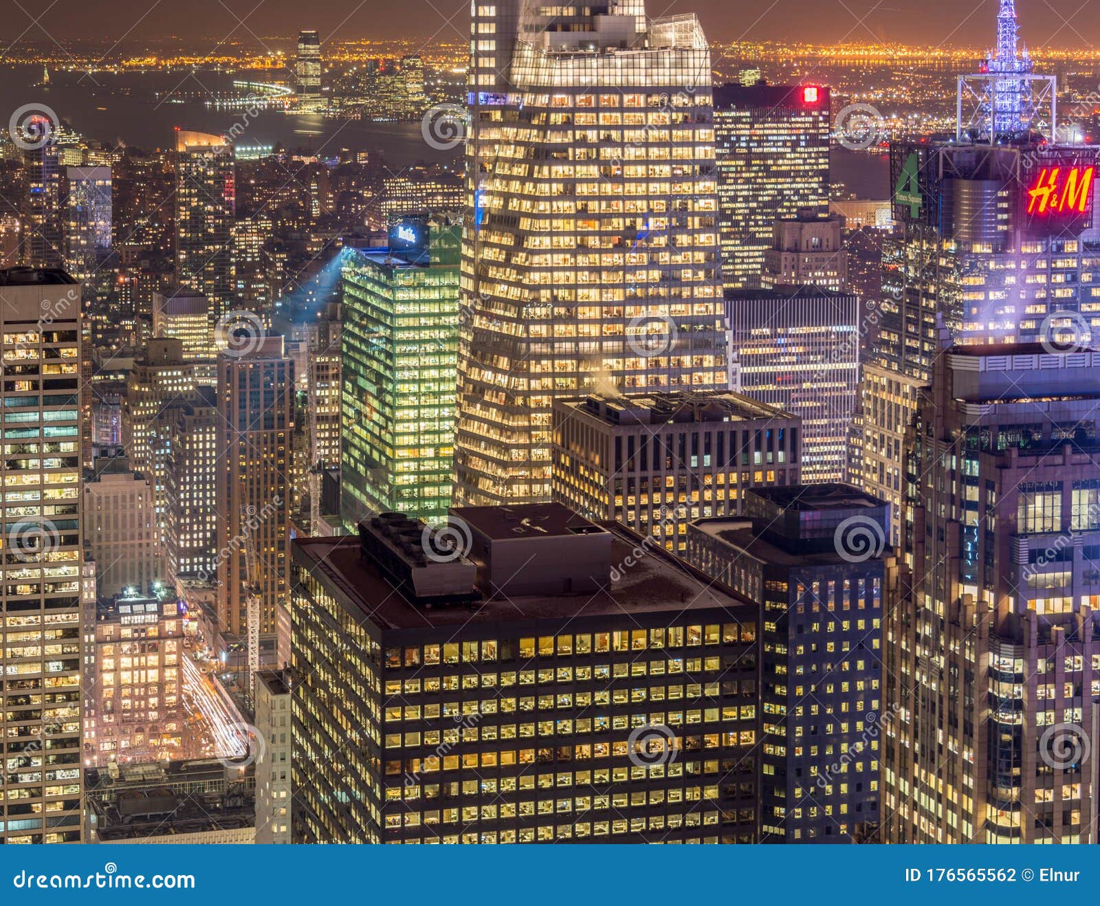 Night View of New York Manhattan during Sunset Editorial Photography ...