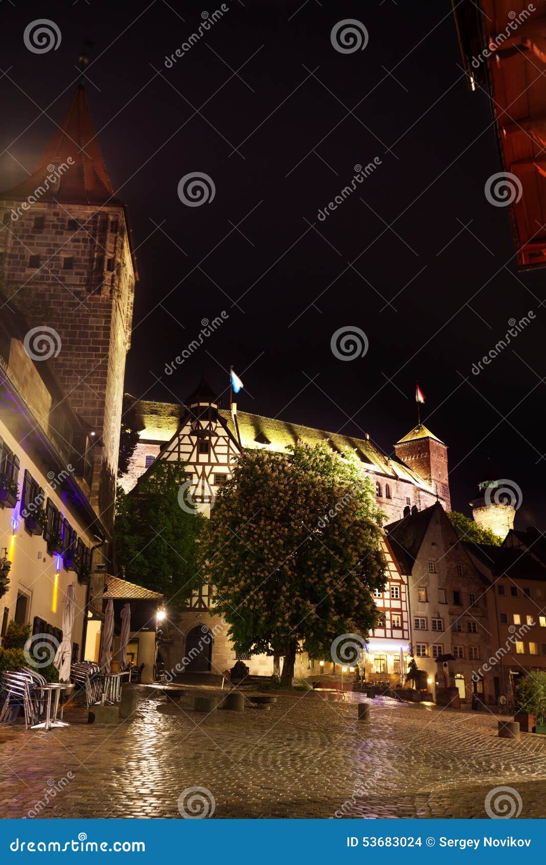 Night View of Nuremberg after Rain, Bavaria Stock Photo - Image of ...