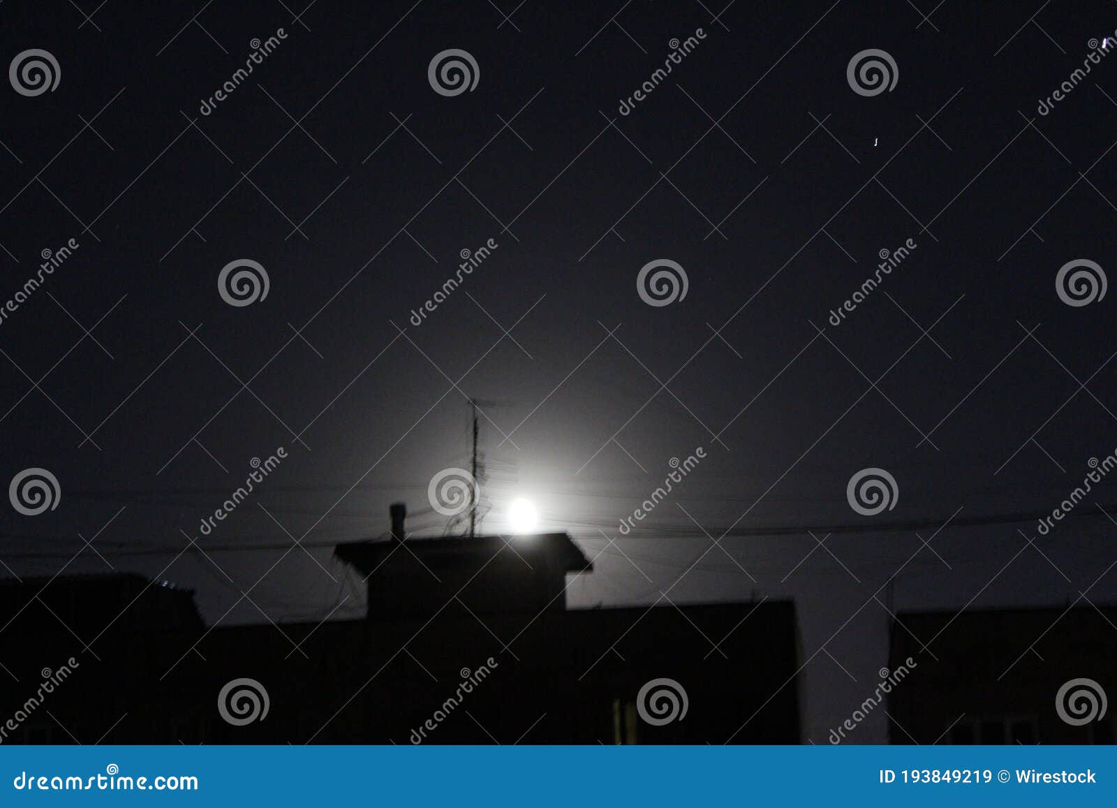 Night View Od a Bulding on the Moon Background Stock Image - Image of ...