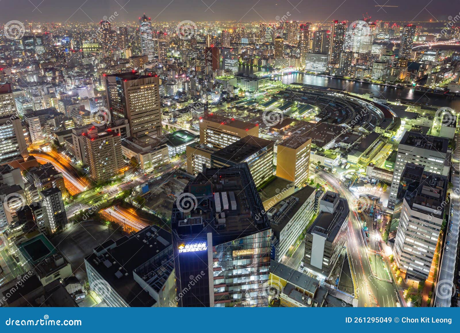Night View of the Office Tower at Shiodome Editorial Stock Image ...