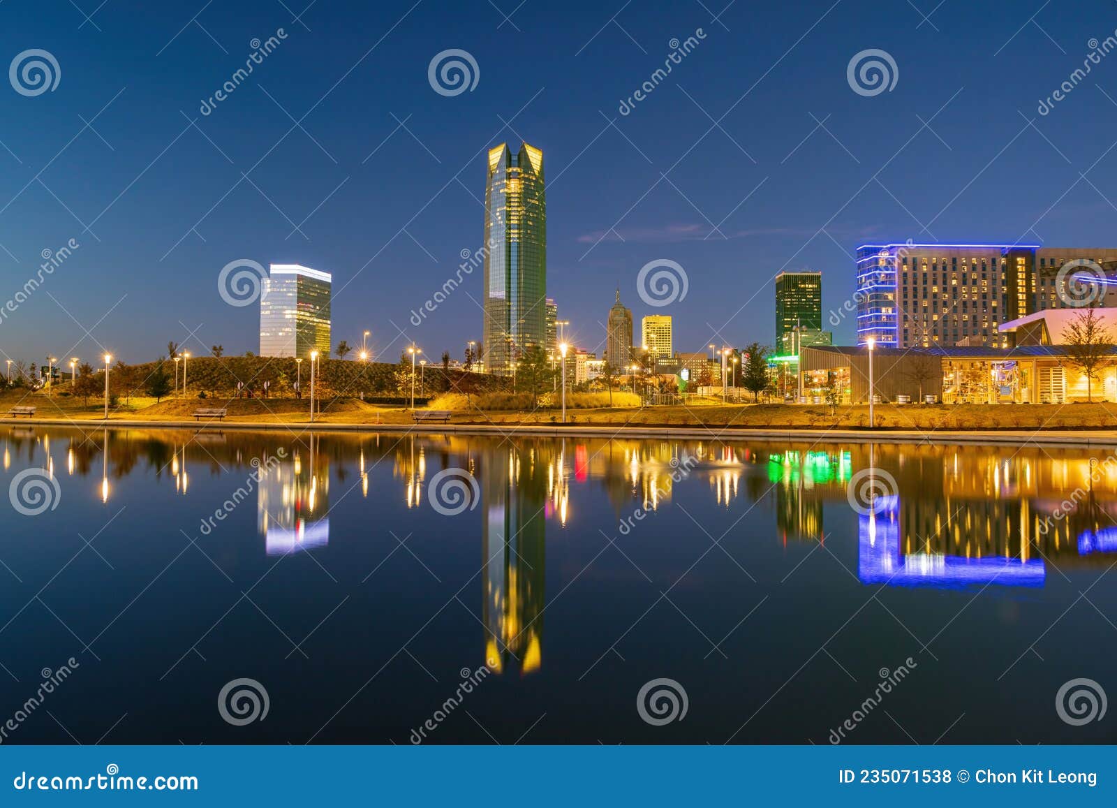 Night View of the Oklahoma Skyline and Cityscape Editorial Stock Photo ...