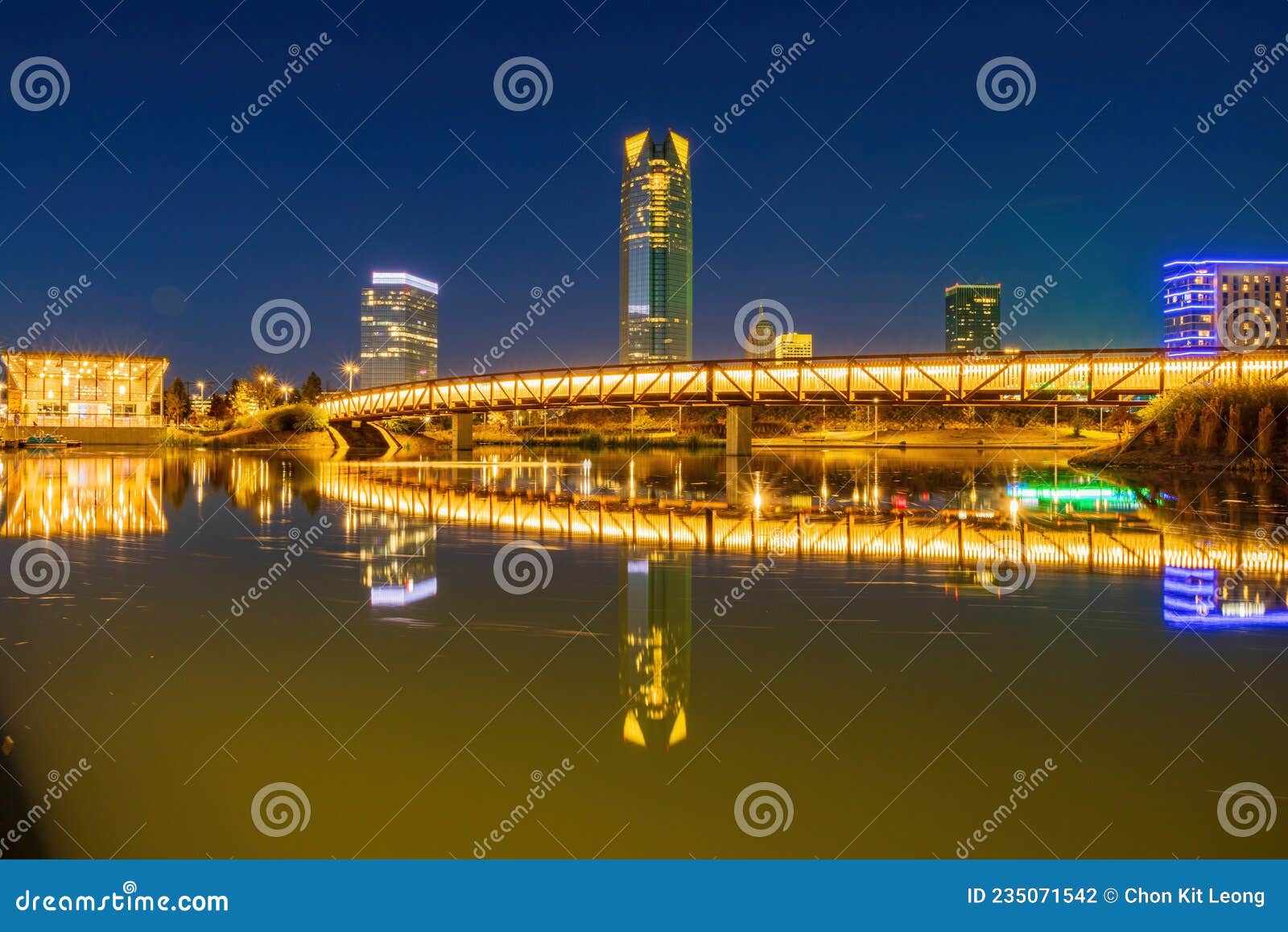 Night View of the Oklahoma Skyline and Cityscape Editorial Photography ...