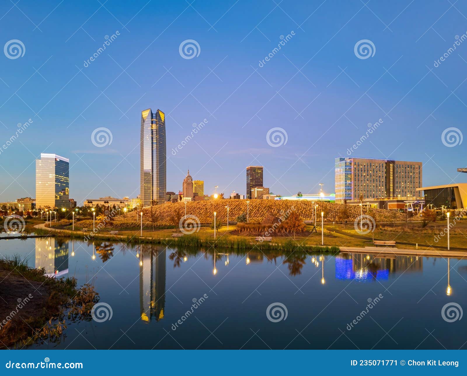 Night View of the Oklahoma Skyline and Cityscape Stock Image - Image of ...