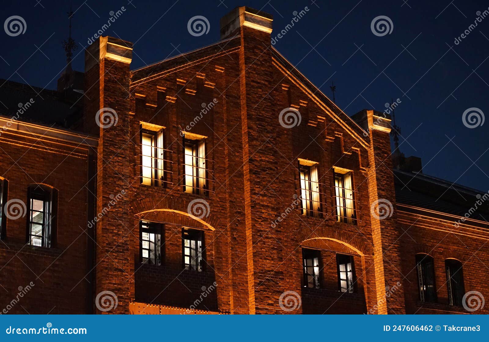 Night view of old building stock photo. Image of city - 247606462