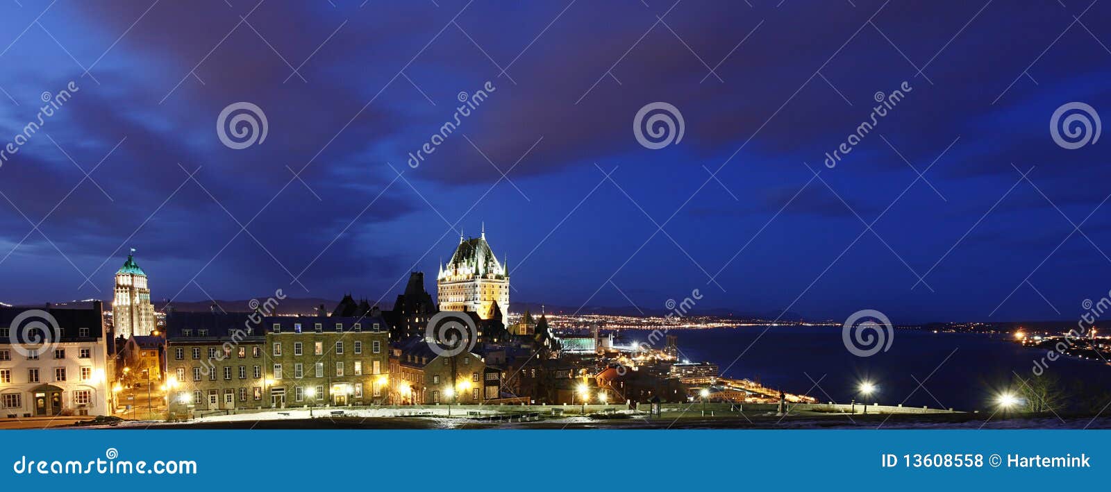 Night View on the Old City of Quebec, Canada Stock Photo - Image of ...