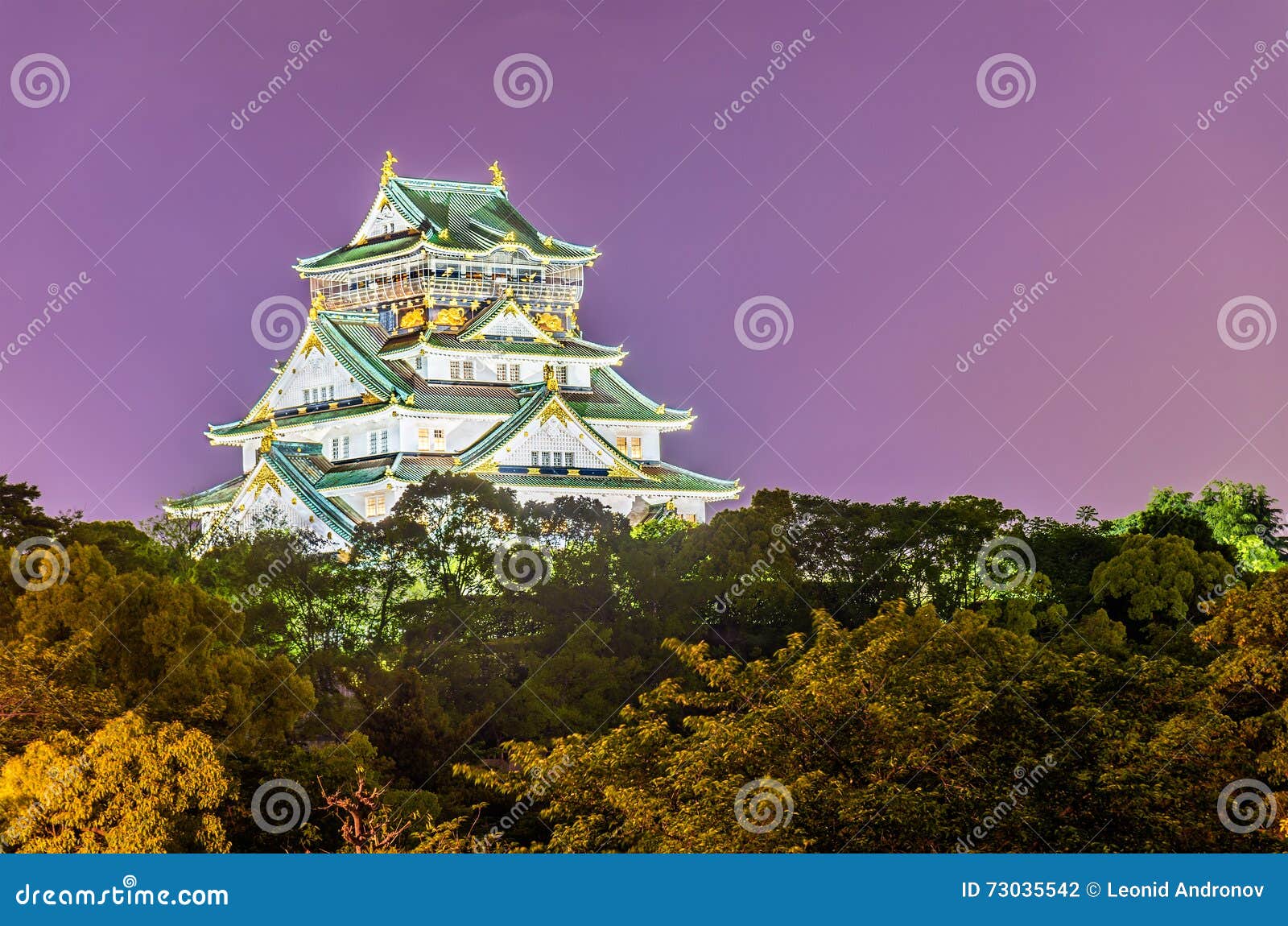 Night View of Osaka Castle in Japan Stock Photo - Image of ancient ...