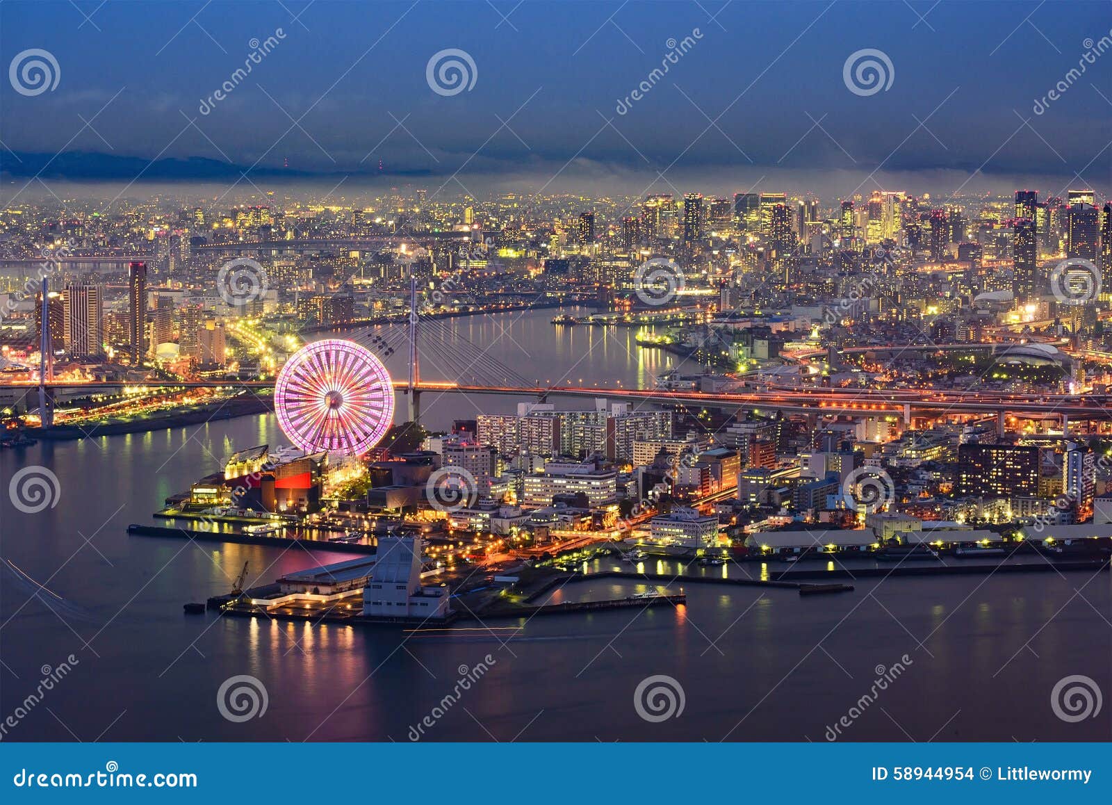 Night view of Osaka stock photo. Image of scenic, cosmo - 58944954