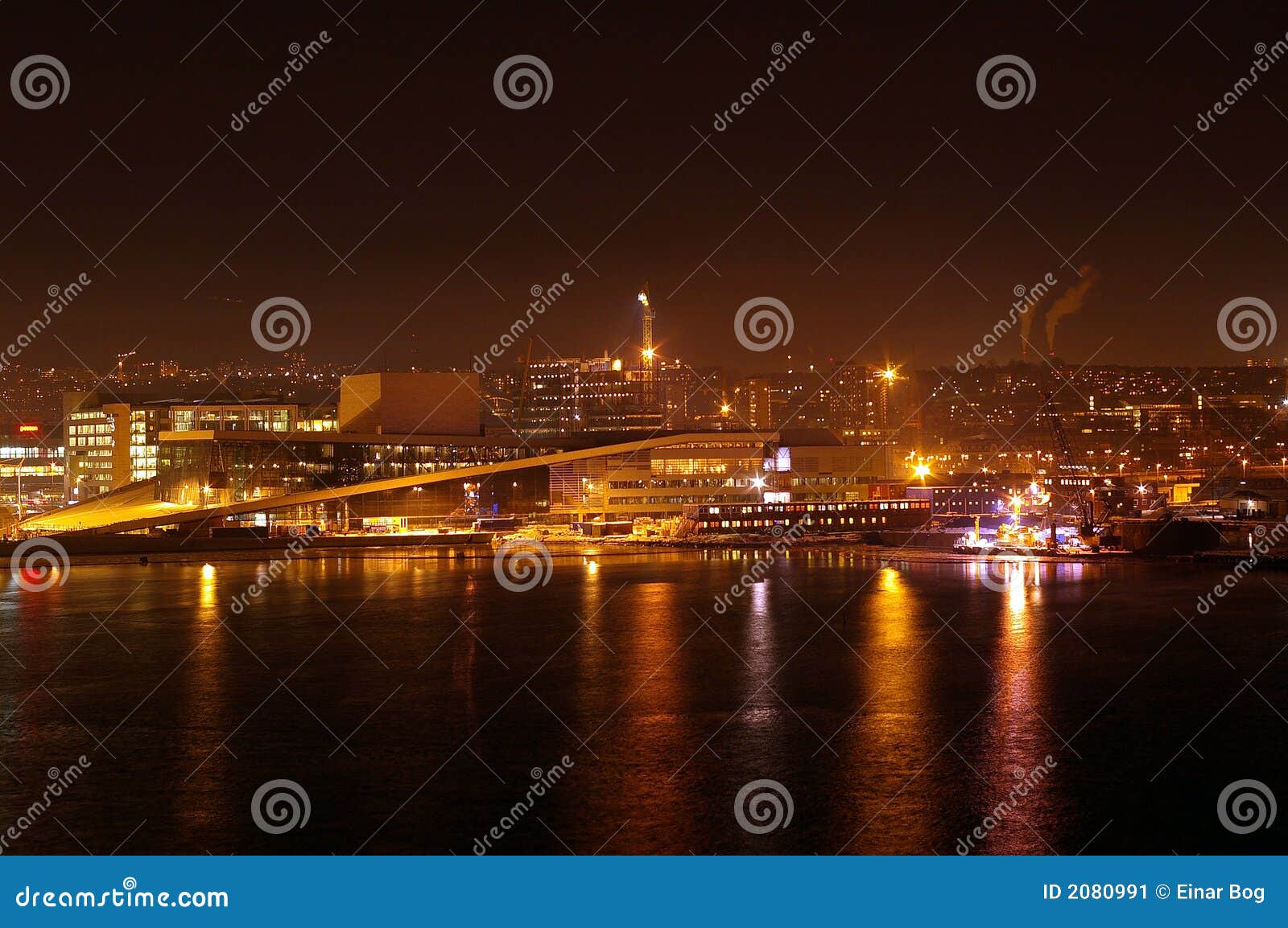 Night view of Oslo stock image. Image of night, norwegian - 2080991