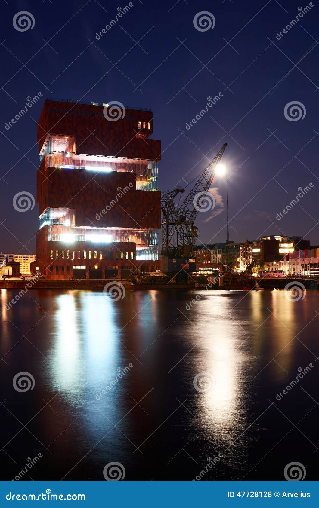 Night View Over the MAS Museum in Antwerp Editorial Stock Photo - Image ...