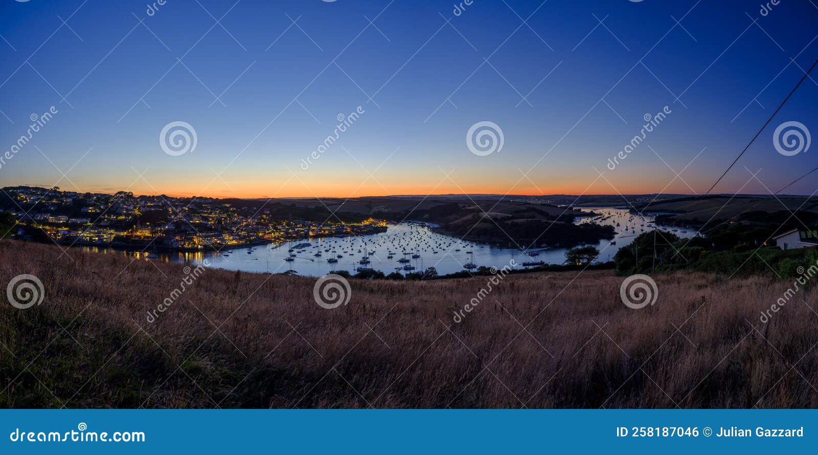 Night View Over Salcombe and the Esturary, Devon Stock Photo - Image of ...