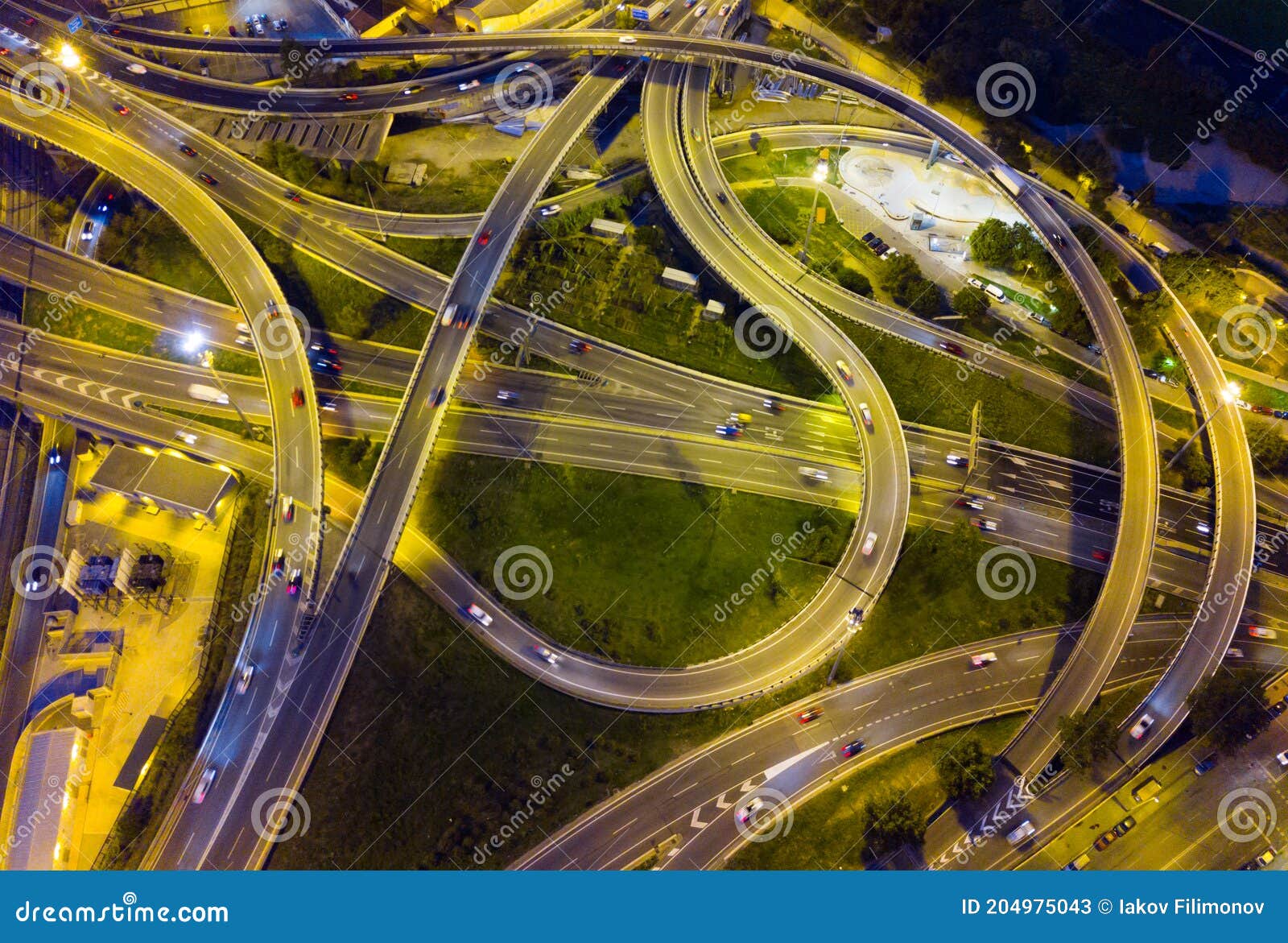Night View of Overpass Interchange Stock Image - Image of crossing ...