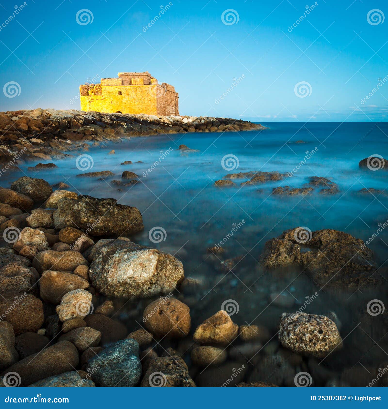 Night View of the Paphos Castle Stock Photo - Image of byzantine ...