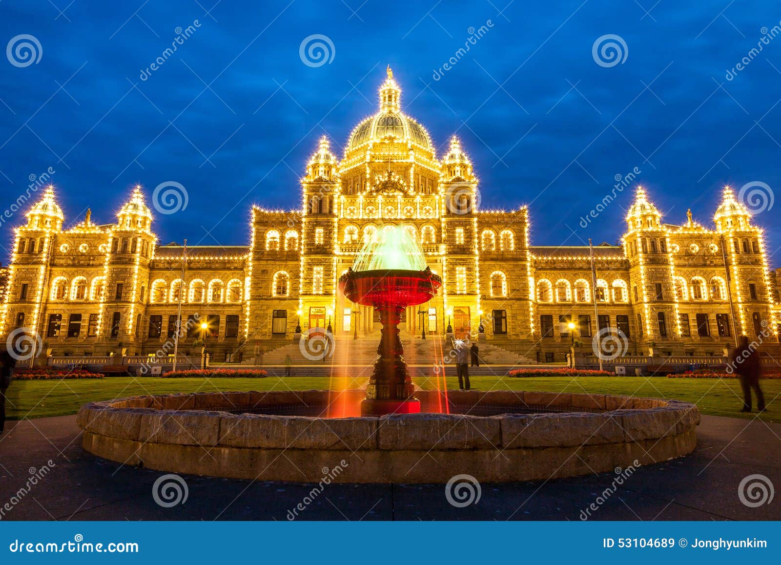 Night View of Parliament Building in Victoria BC Stock Image - Image of ...