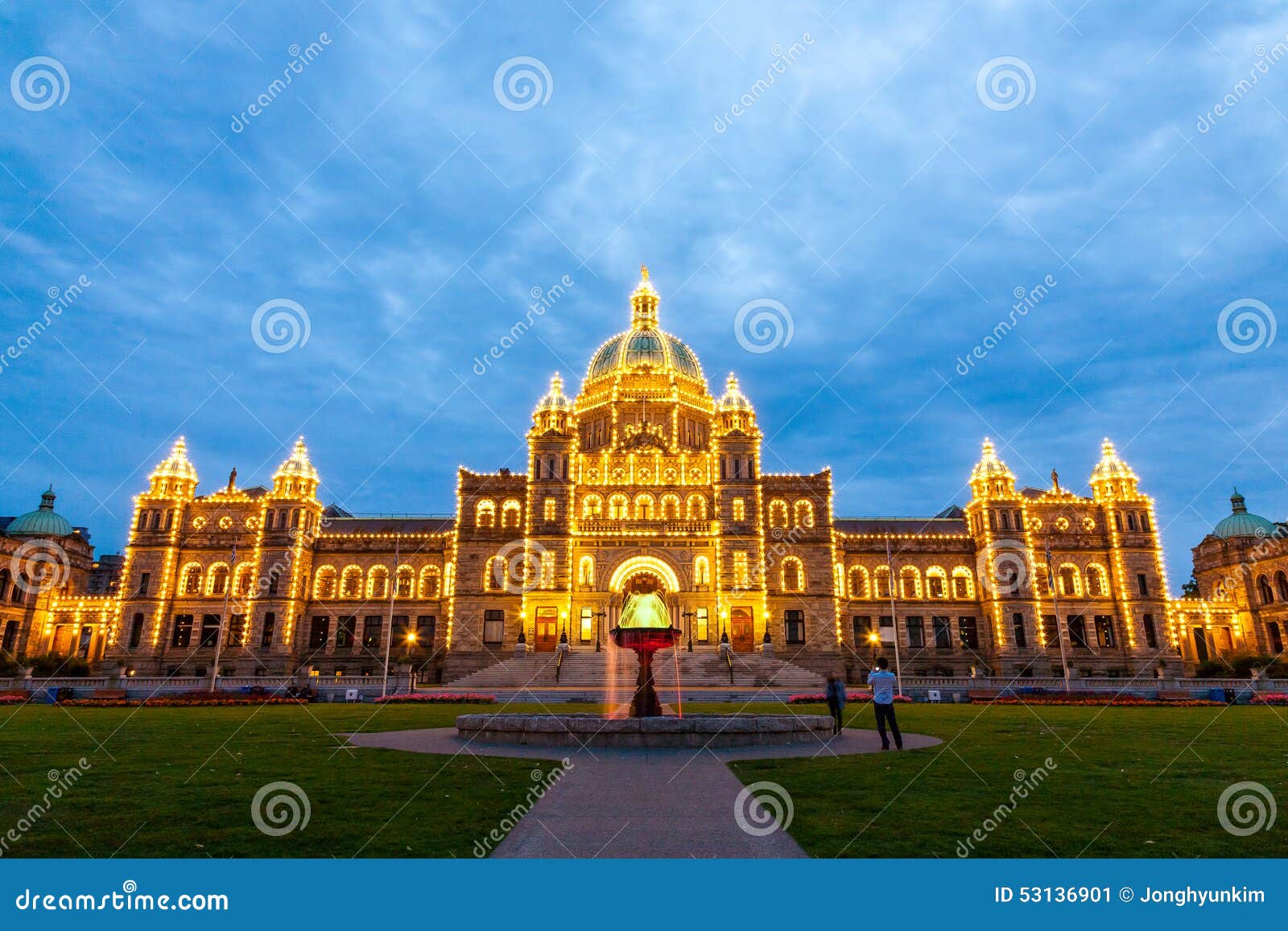 Night View of Parliament Building in Victoria BC Stock Image - Image of ...