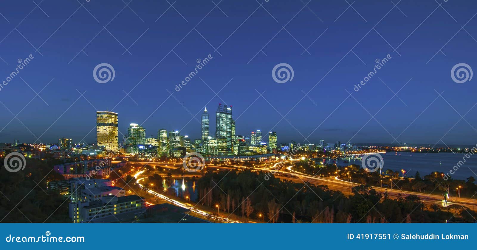 Night View of Perth Skyline from King S Park Stock Image - Image of ...