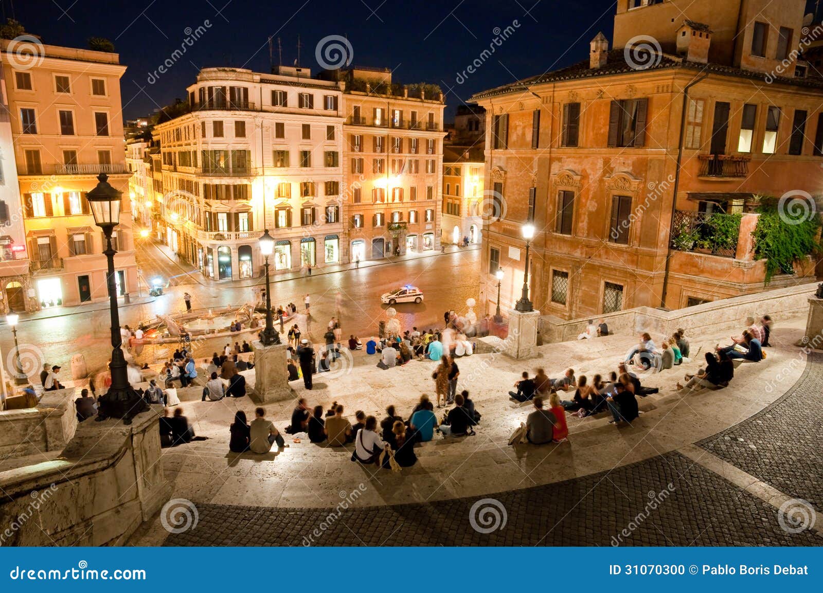 Night View at Piazza Di Spagna from Upstairs Editorial Image - Image of ...