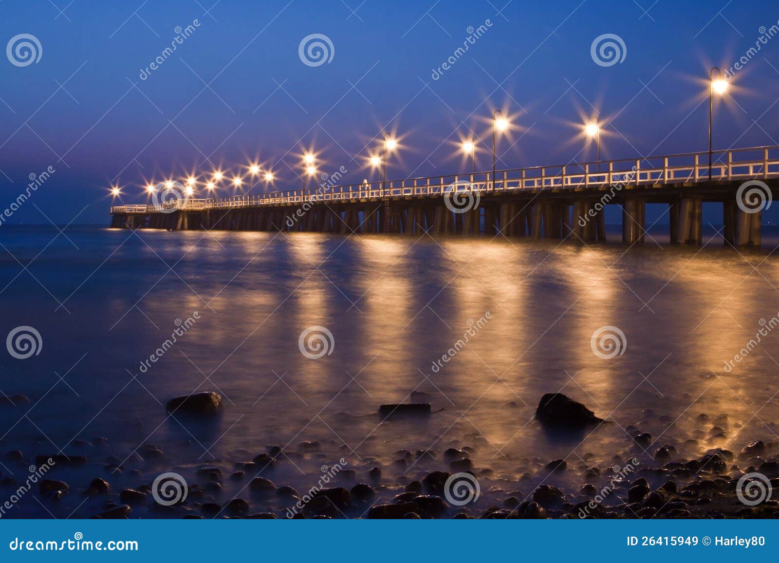 Night View of the Pier at the Seaside Stock Image - Image of tourism ...