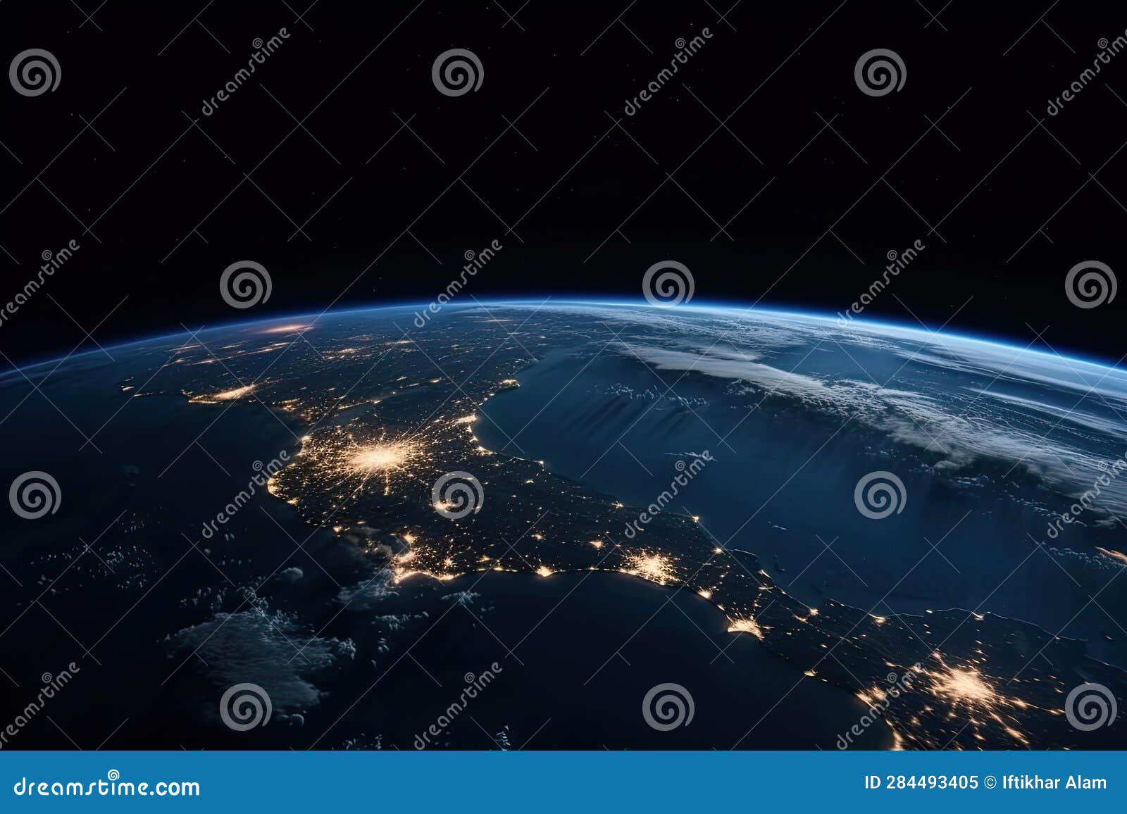 Night View of Planet Earth from Space. Elements of this Image Furnished ...