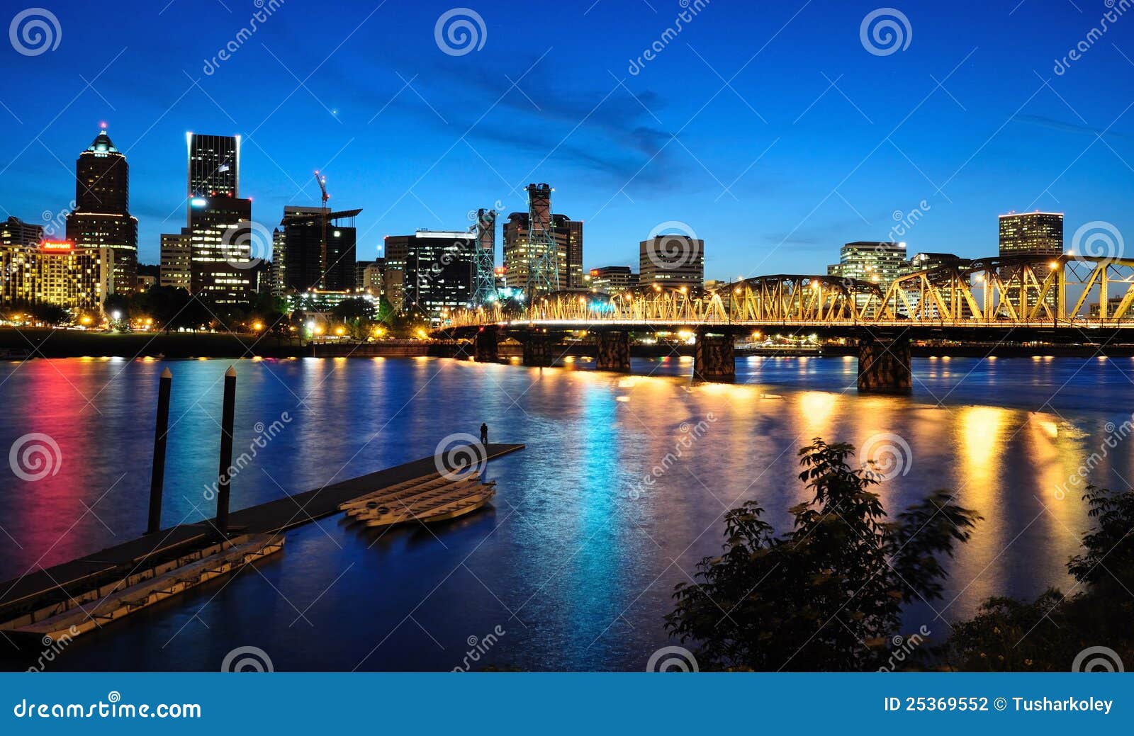 Night view of portland stock photo. Image of skyscrapers - 25369552