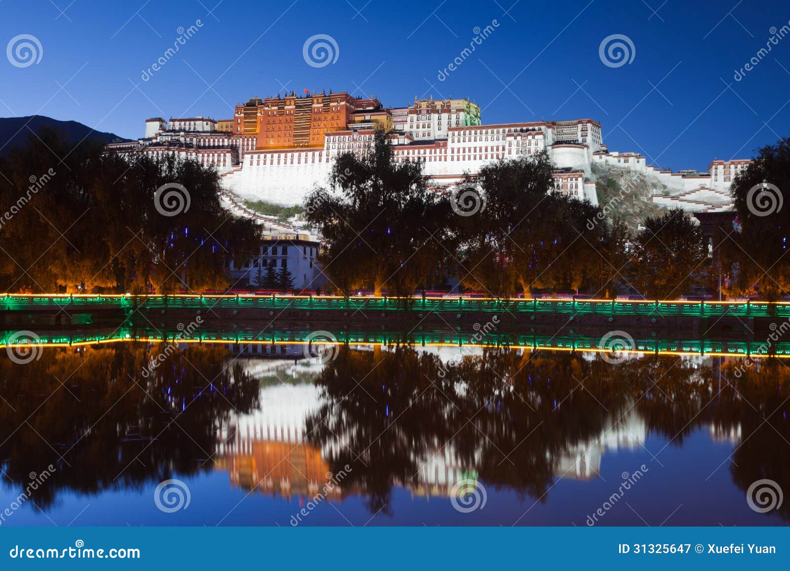 Night View of the Potala Palace Stock Image - Image of palace, tibet ...