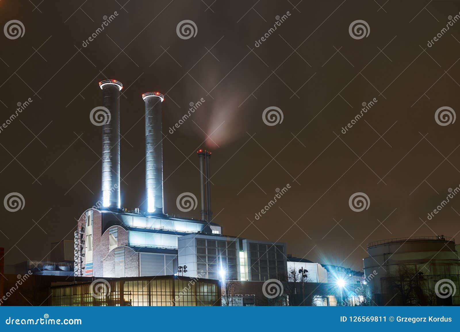 Night View of the Power Plant Stock Image - Image of station ...