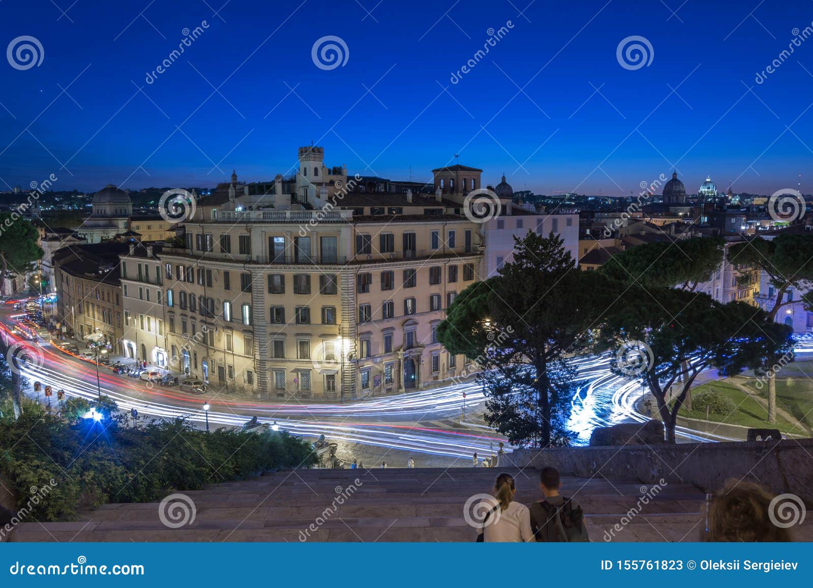 Night View of Rome from Capitol Square Editorial Stock Photo - Image of ...