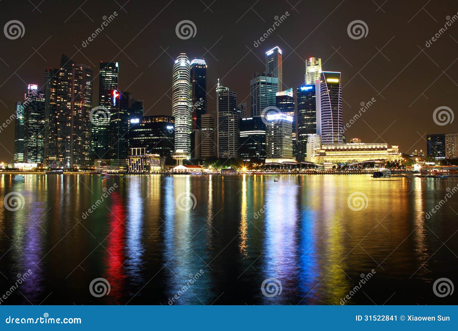 Night View of Singapore River Stock Image - Image of culture, colorful ...
