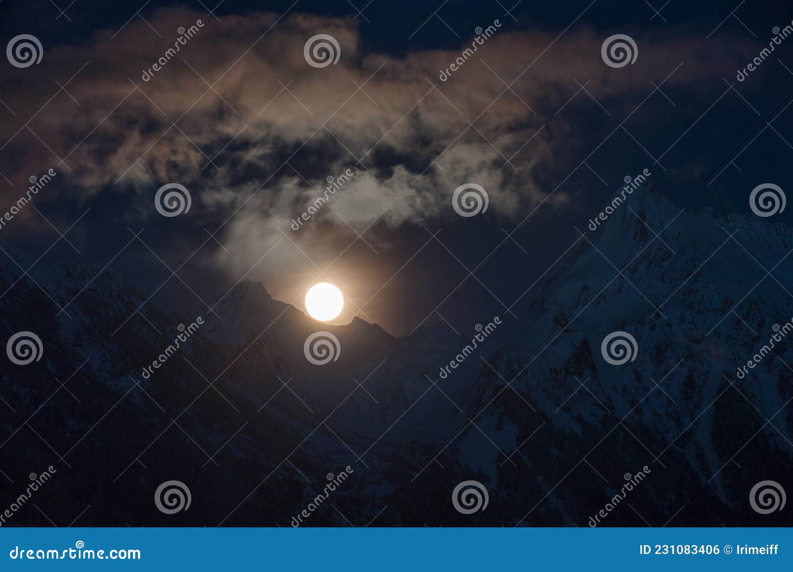A Night View of the Snow-capped Alps in Austria Stock Photo - Image of ...
