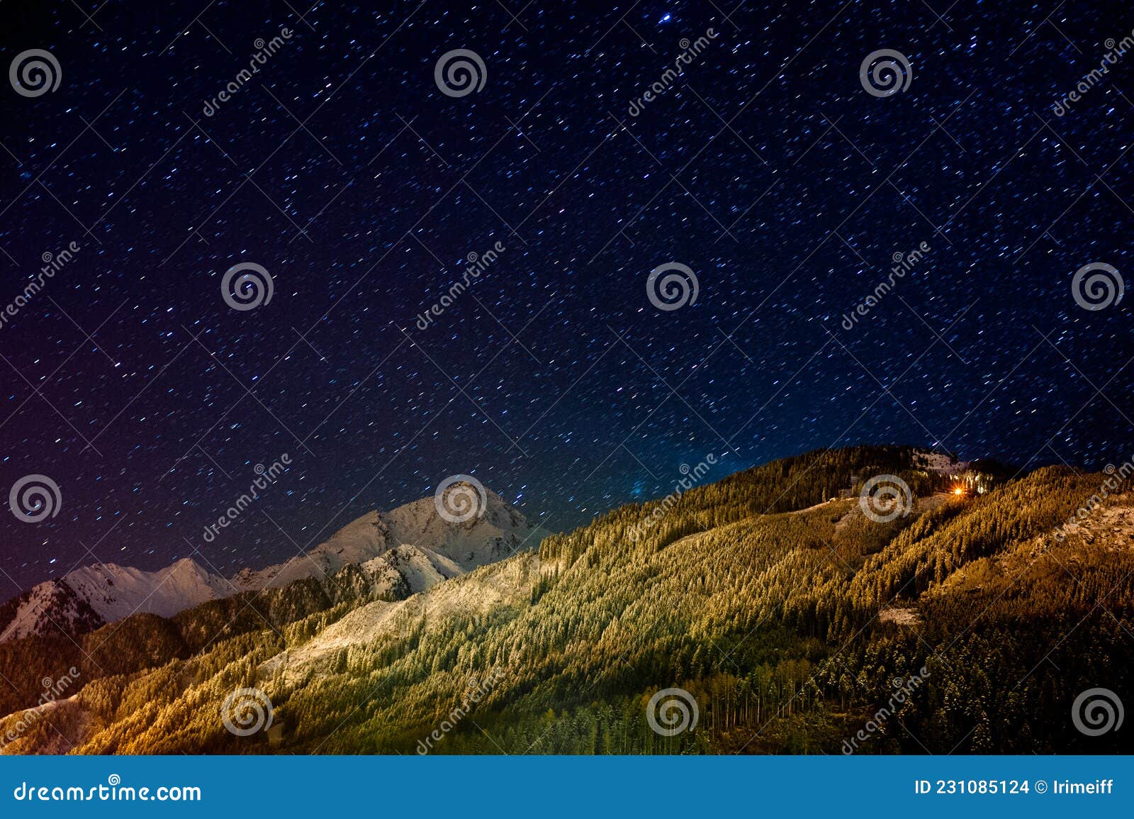 A Night View of the Snow-capped Alps in Austria Stock Photo - Image of ...