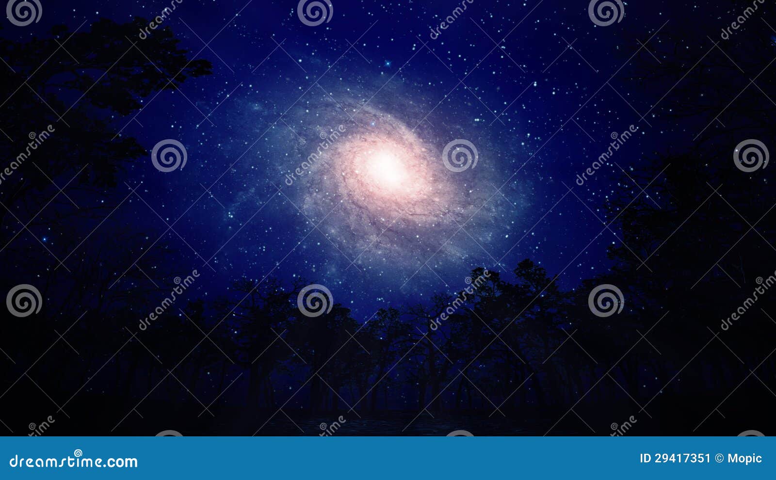 Night View of a Spiral Galaxy Stock Illustration - Illustration of ...
