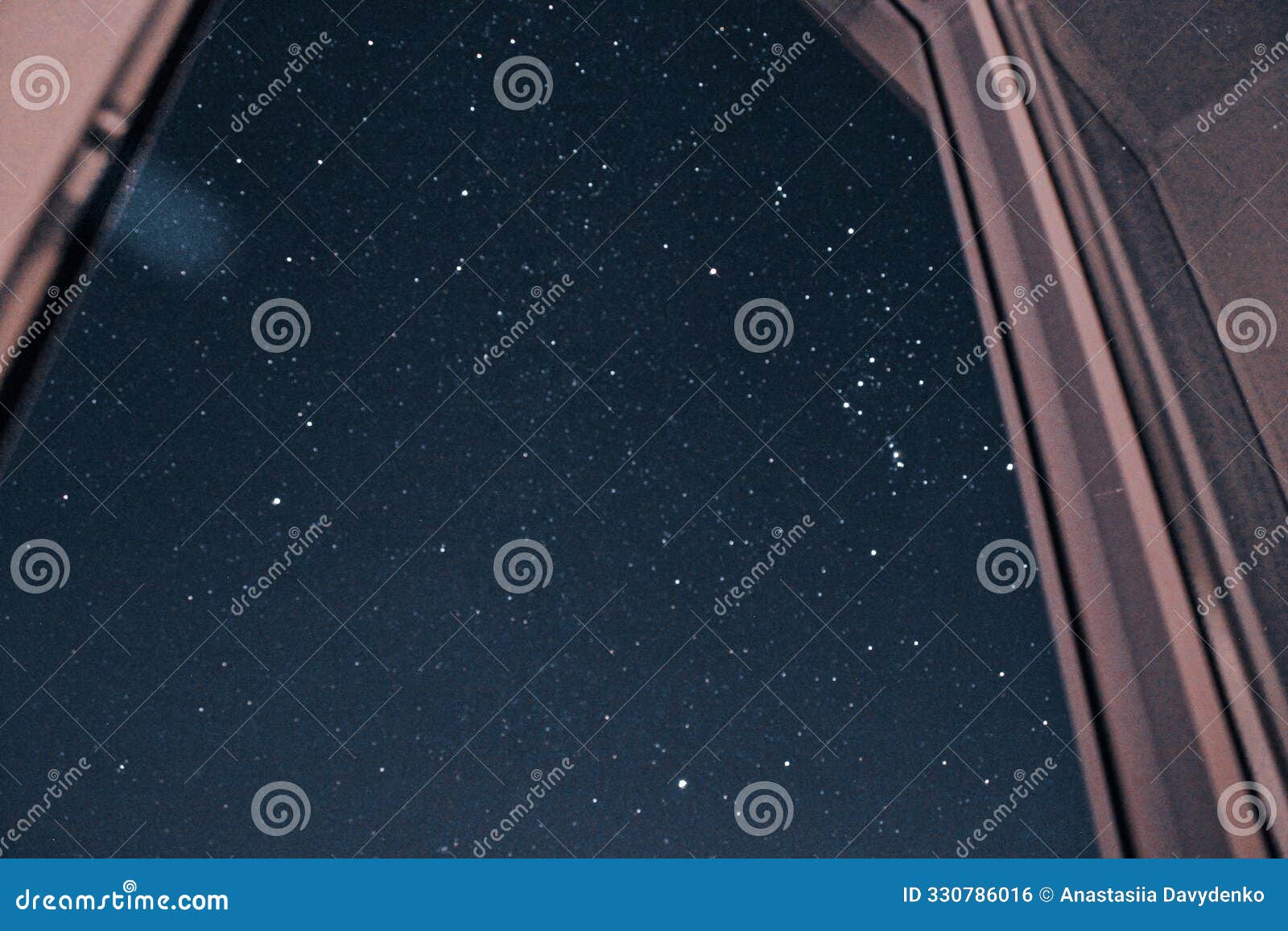 Night View of the Starry Sky from the Window Window Frame Seen through ...