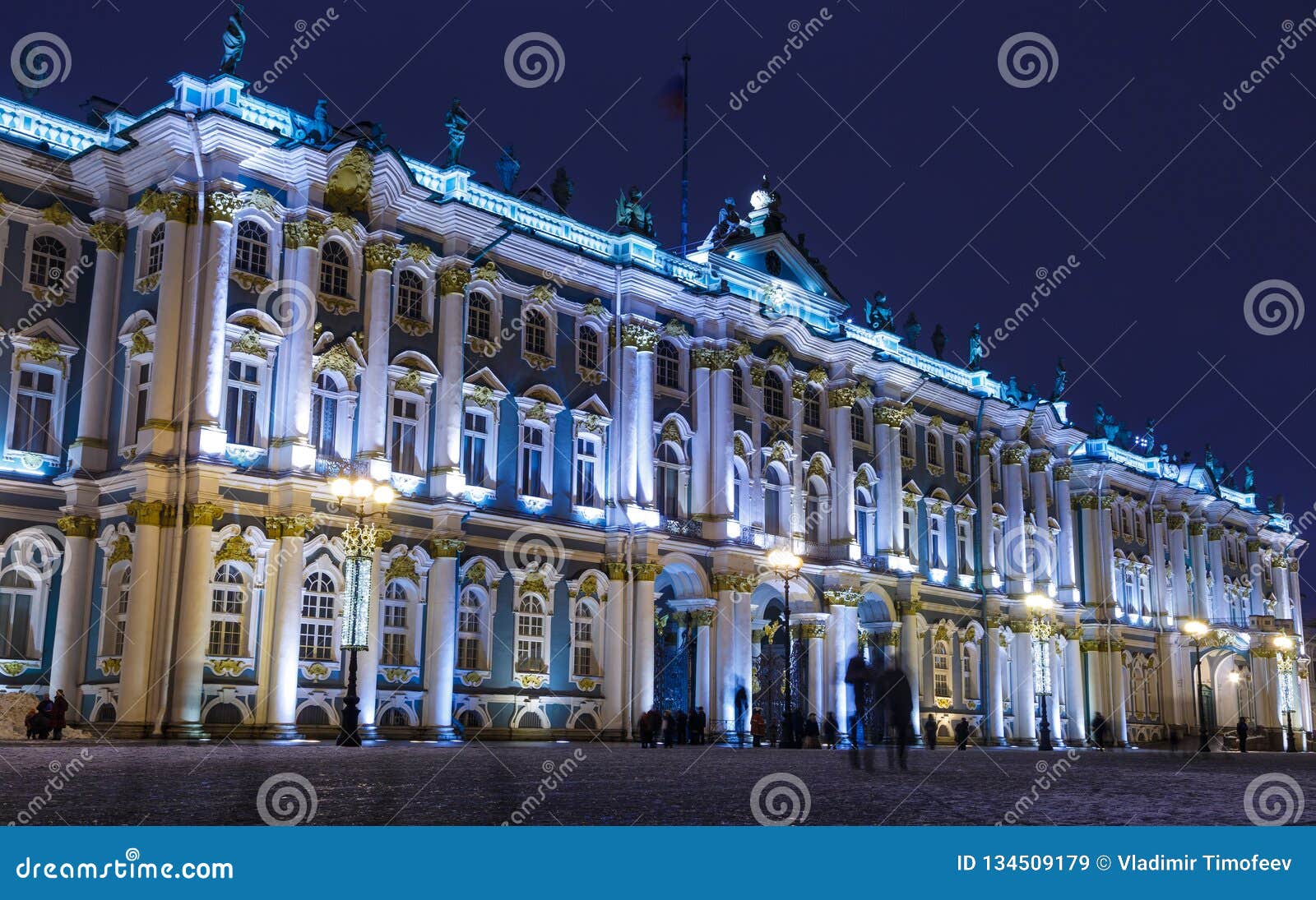 Night View of the State Hermitage Museum Neon Lights Editorial Stock ...
