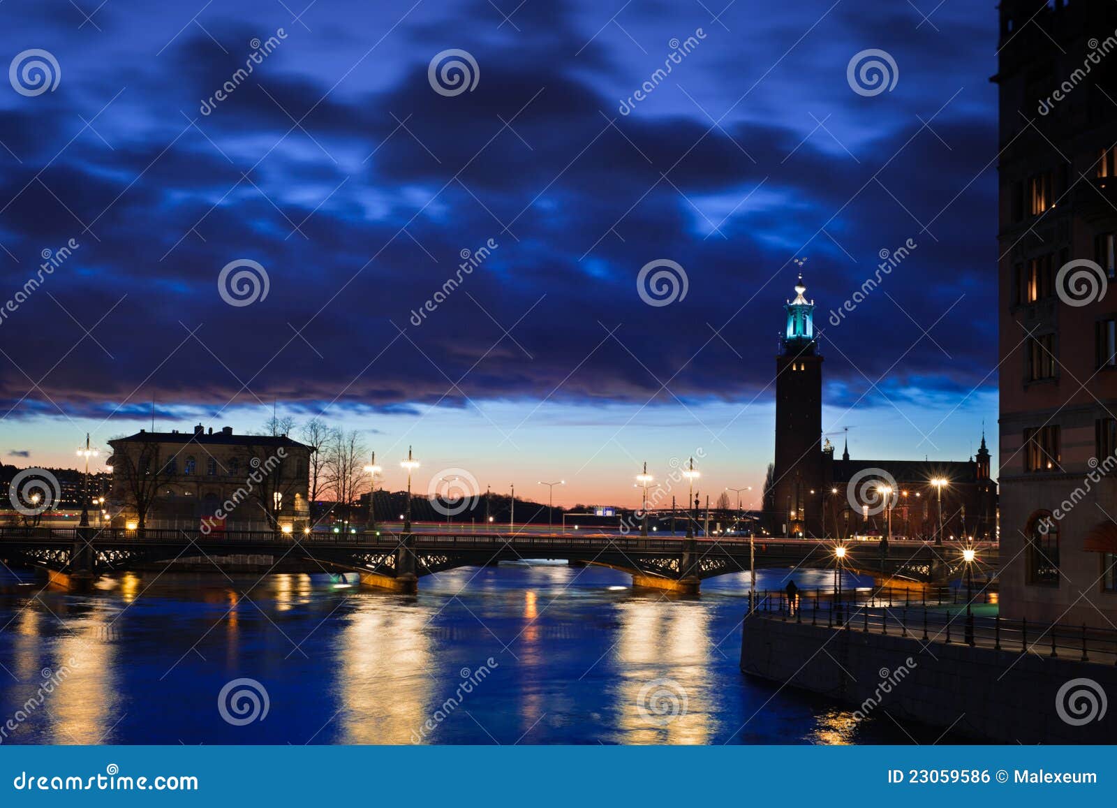 Night View of Stockholm City Stock Photo - Image of clouds, nordic ...
