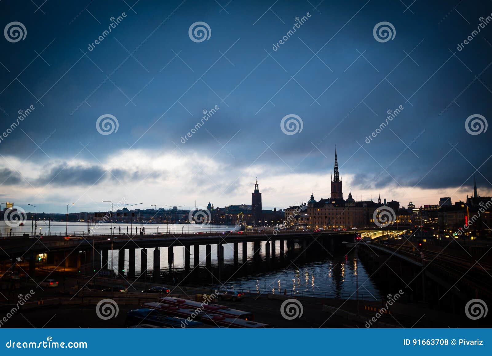 Night View of Stockholm, Sweden Stock Photo - Image of light, northern ...