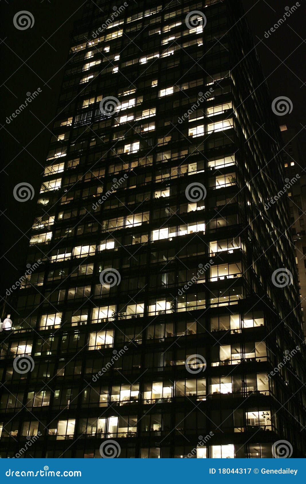 Night View of Tall Office Building Stock Image - Image of night ...