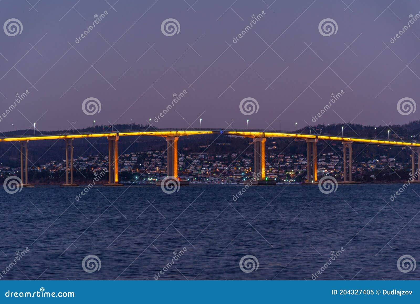Night View of Tasman Bridge in Hobart, Australia Stock Image - Image of ...