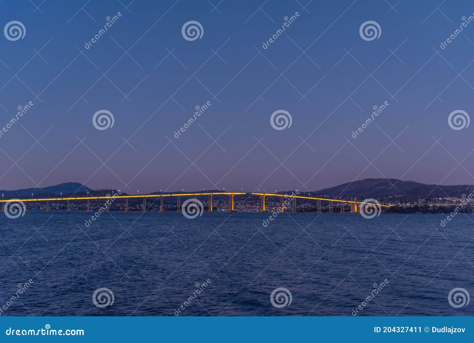 Night View of Tasman Bridge in Hobart, Australia Stock Image - Image of ...
