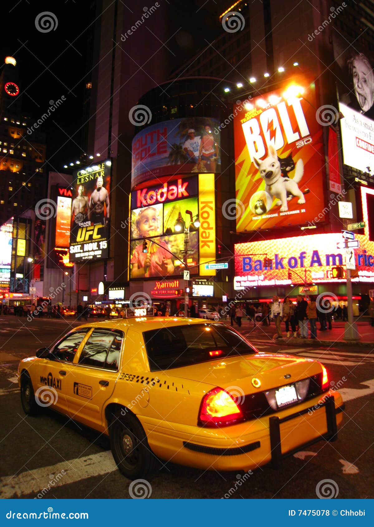Night View of Taxi in Times Square Editorial Stock Photo - Image of ...