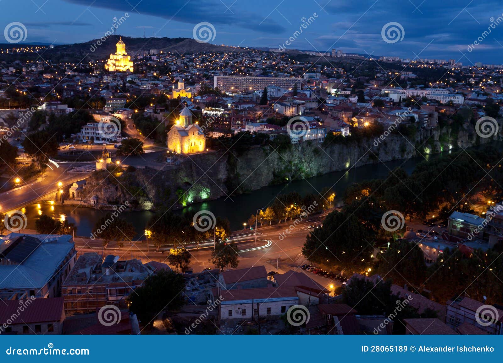 Night view of Tbilisi. stock image. Image of glass, evening - 28065189
