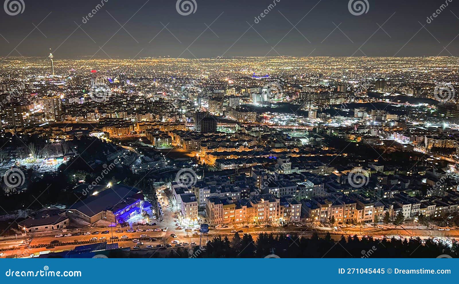 Night View of Tehran City, Iran Stock Image - Image of landscape ...