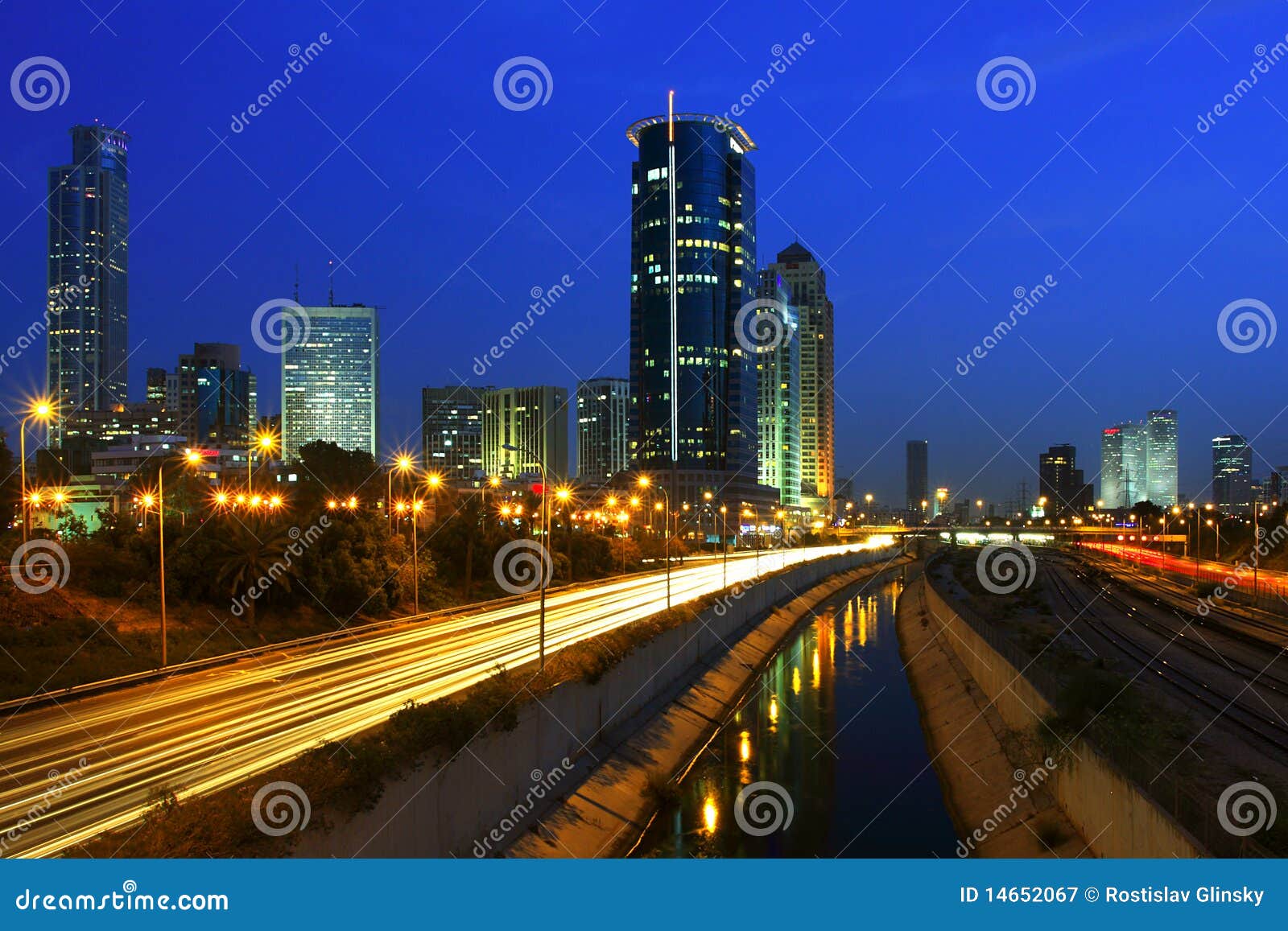 Night view on Tel Aviv. stock image. Image of place, holiday - 14652067