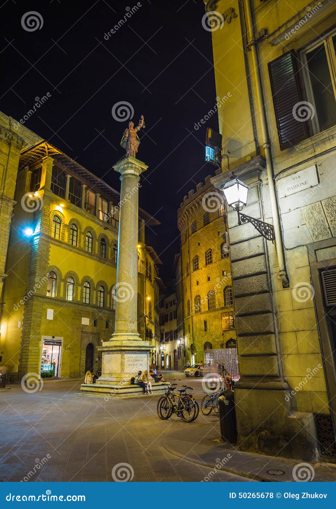 Night View of the Town Square in Florence Italy Editorial Stock Photo ...