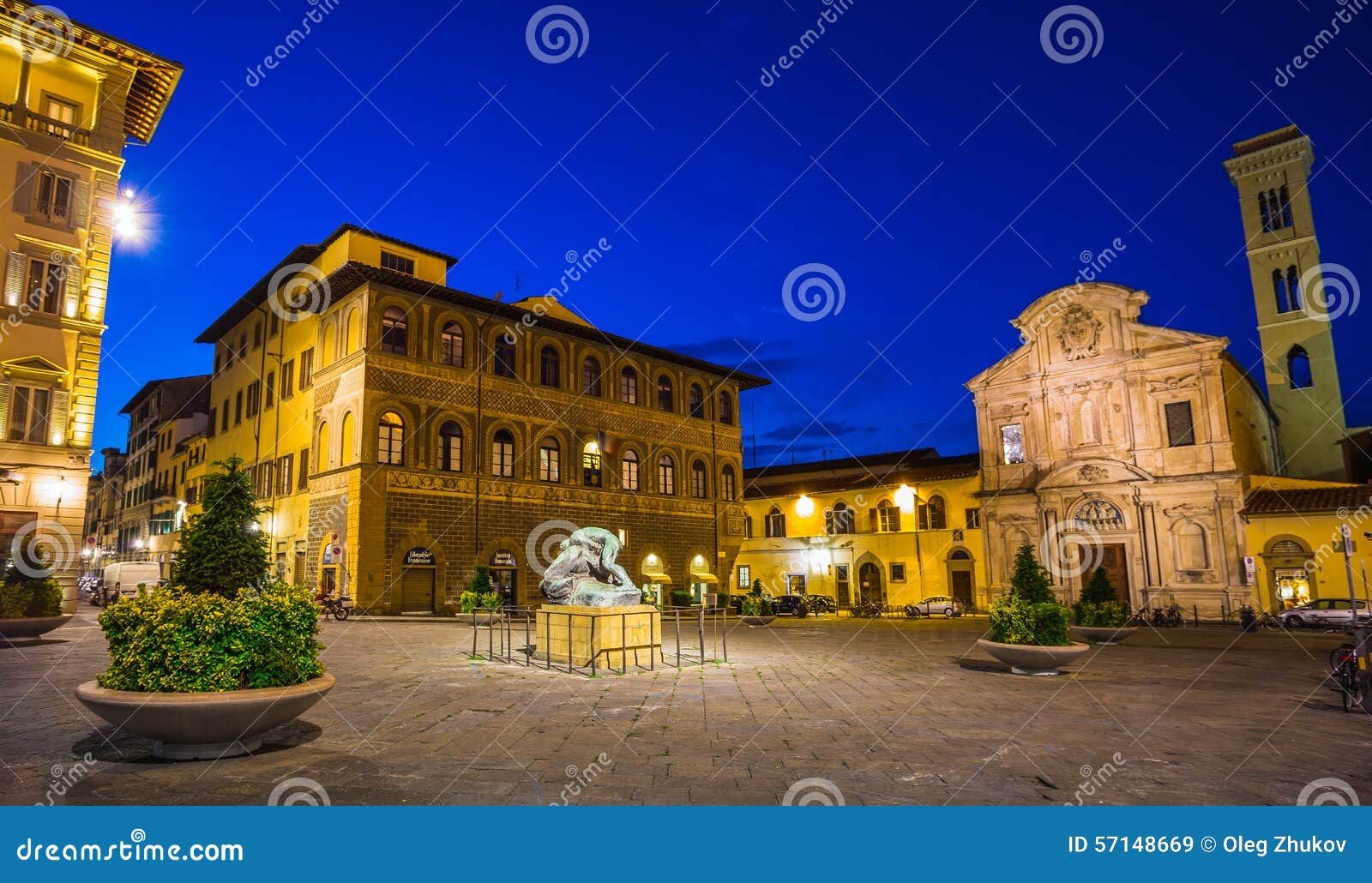 Night View of the Town Square in Florence Italy Editorial Stock Image ...