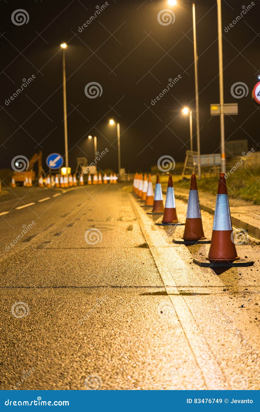 Night View of UK Motorway Highway Roadworks Stock Image - Image of ...