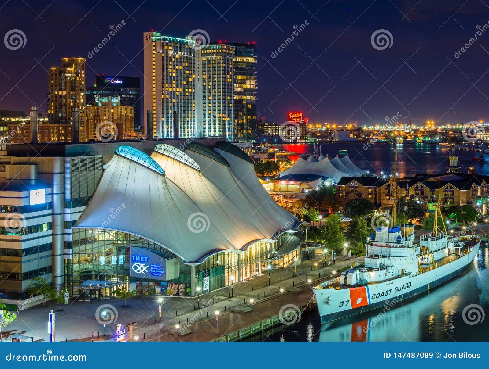 Night View of the USCGC Taney at the Inner Harbor in Baltimore ...