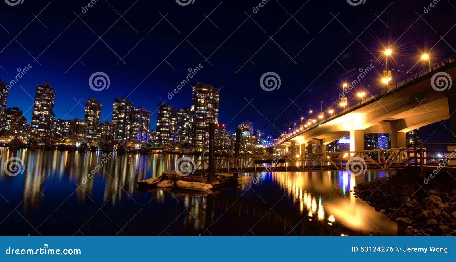 Night View in Vancouver Canada Stock Photo - Image of dock, path: 53124276