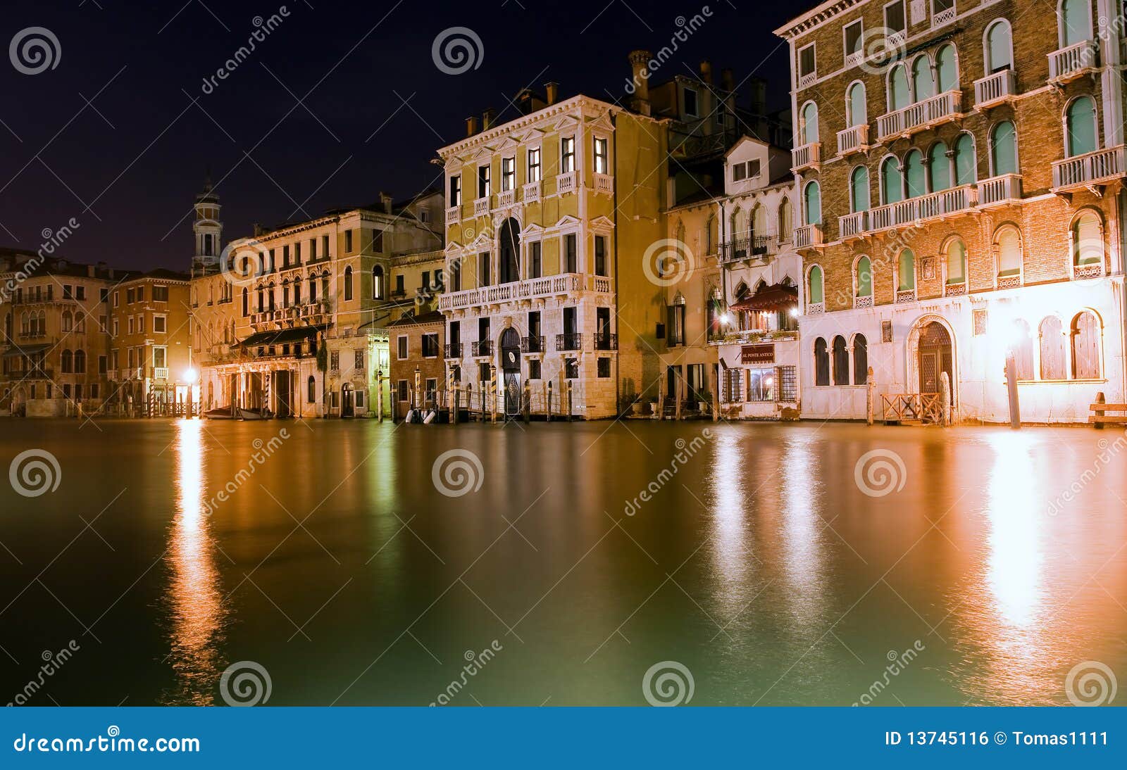 Night of view in Venice stock photo. Image of gold, reflection - 13745116
