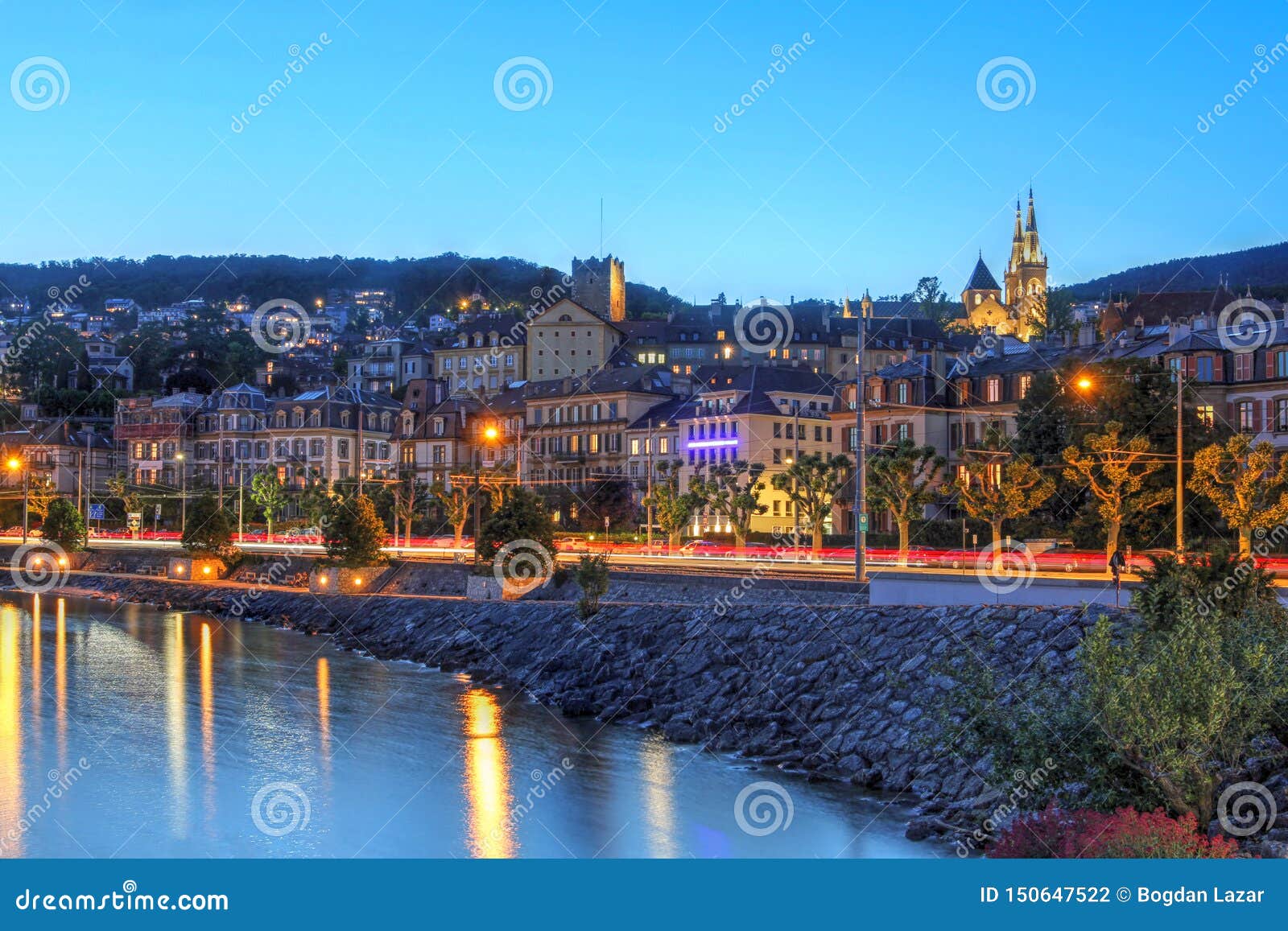 Neuchatel, Switzerland stock photo. Image of town, castle - 150647522