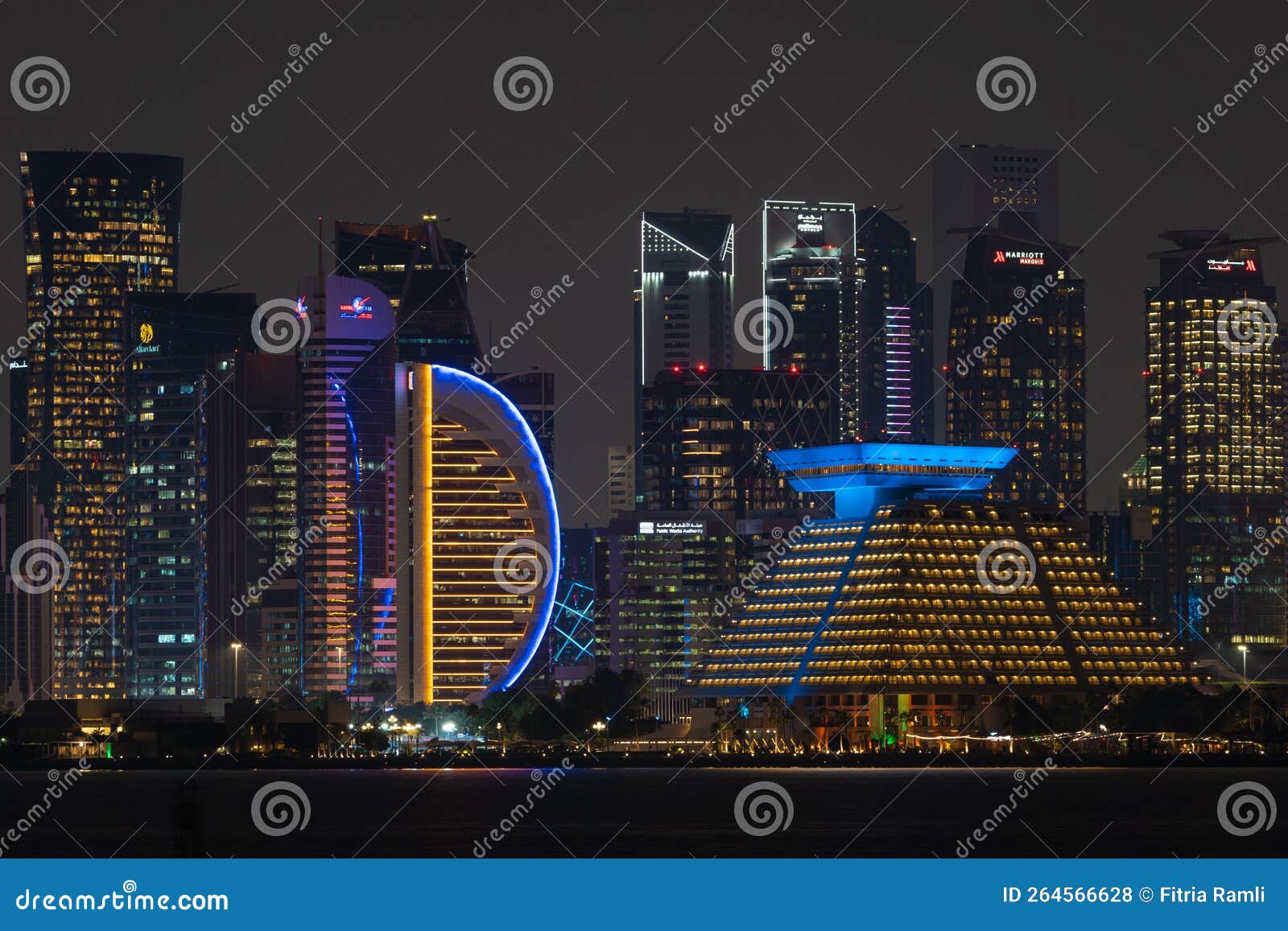 Night View of West Bay Doha, Qatar. Editorial Stock Photo - Image of ...