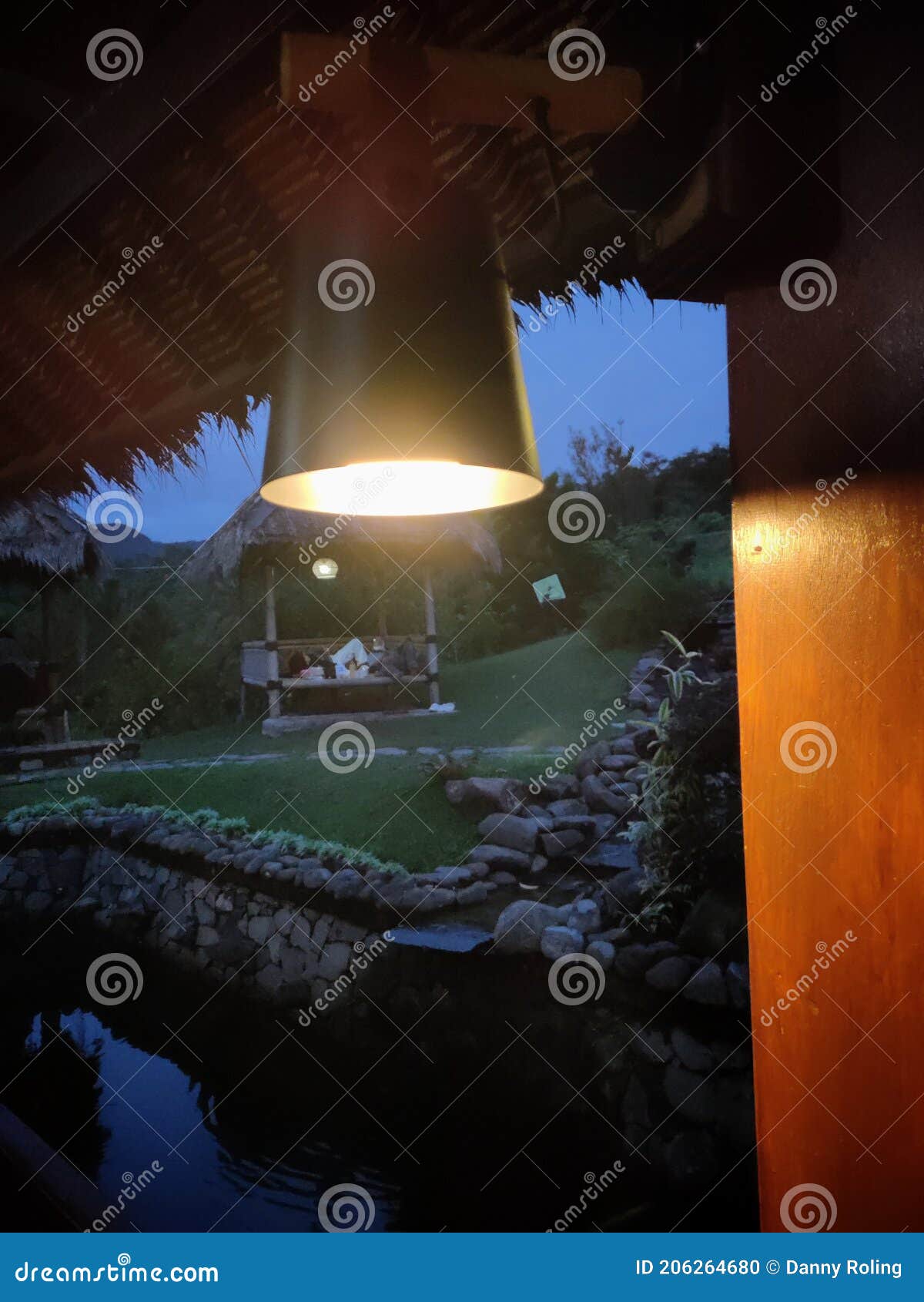 Night View from Window with Bright Light from Lamp Stock Photo - Image ...